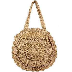 FiveloveTwo Womens Lightweight Handmade Handbag Large Crochet Shoulder Summer Bag Shopper Top Handle Tote Purse