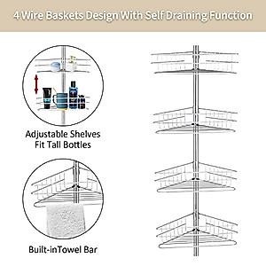 LiangDong Shower Caddy Corner Organizer for Bathroom, Bathtub Rustproof Storage Holder for Shampoo and Other Bath Accessories,