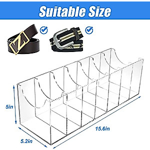 SefiHome Belt Storage Organizer, 7 Compartments Acrylic Belt Organizer, Clear Belt Holder for Closet, Belt Holder for Tie, Bow Tie, Wallets, Watches, Makeup, Jewelry