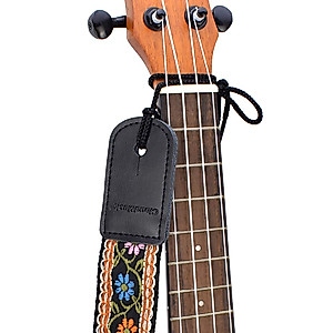 CLOUDMUSIC Tenor Concert Soprano Baritone Ukulele Strap Coloful Hawaii Floral Jacquard For Adult Size And Kids(Blue Orange Pink Flowers)