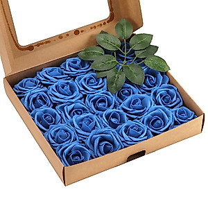 Folora 25pcs Lifelike Artificial Flowers Fake Foam Roses with Stems, Flower Arrangement DIY Decoration Bouquet for Wedding Home Garden Centerpieces Party Decoration