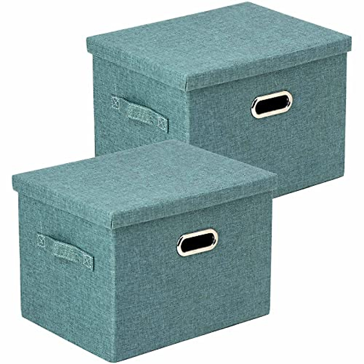 TERRYYO Large Collapsible Storage Bins with Lids - Fabric Storage Bins with Lid Decorative Storage Boxes with Lids Organizer Containers Baskets Cube with Cover for Home Bedroom Closet Office Nursery