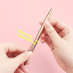 LONGKEY 3 Pack Slim Gold Ballpoint Pens Black Ink 1 mm, Great Gift for Business Office Students Teachers Wedding Christmas (Rose Gold)