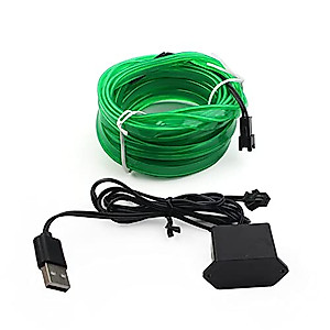 GZYF Interior Car LED Strip Lights, USB Ambient Lighting Kits, Interior Corridor Room Atmosphere Lights Decoration, 1M Neon Light with 6mm Sewing Edge for Trucks SUVs ATVs Garden, Green