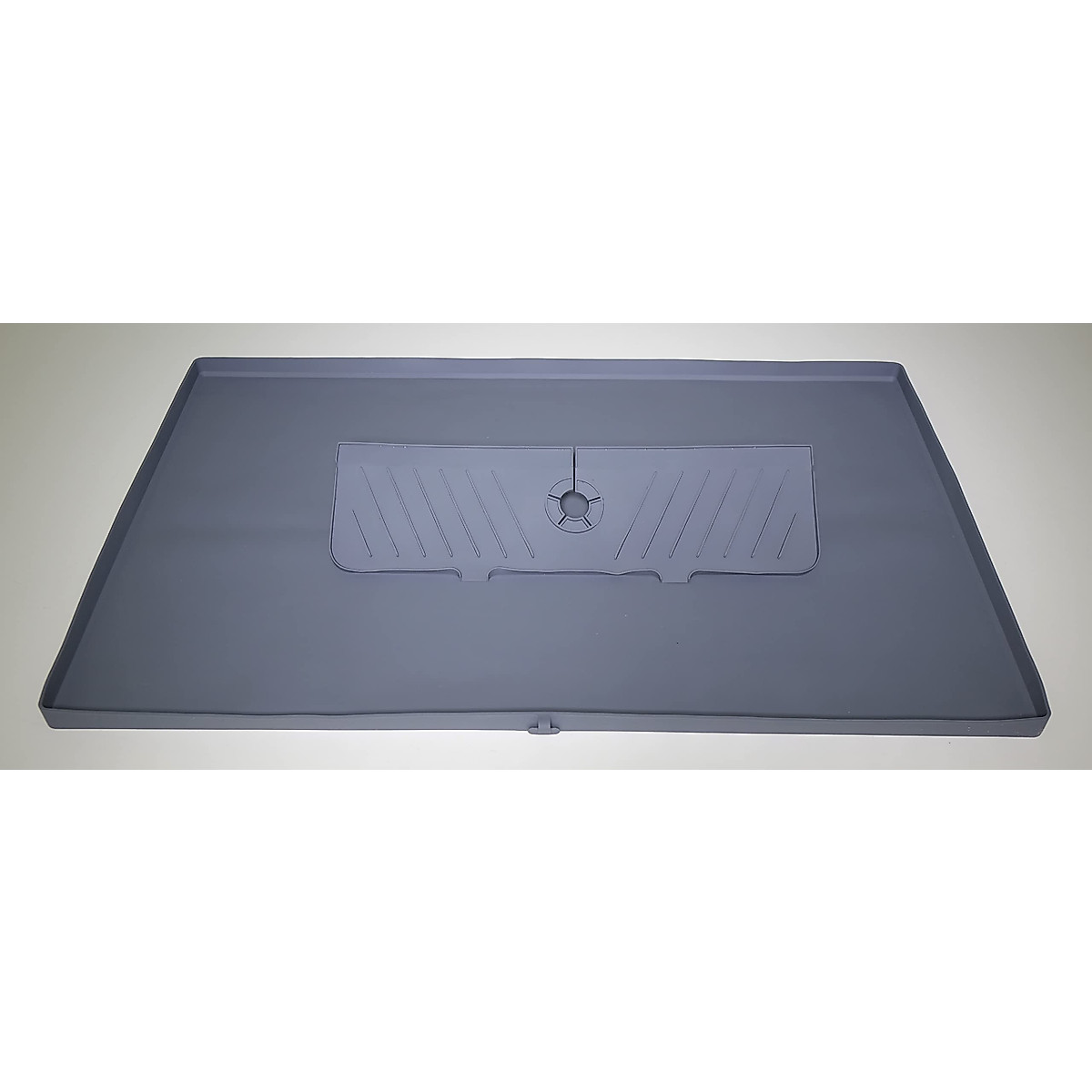 Premium 34” x 22” Under Sink Mat with Bonus Faucet Splash Guard: Waterproof Silicone Kitchen Sink Mat with Drain Hole - Rubber Mat Cabinet Protector, Anti-Slip, and Waterproof Kitchen Cabinet Liner