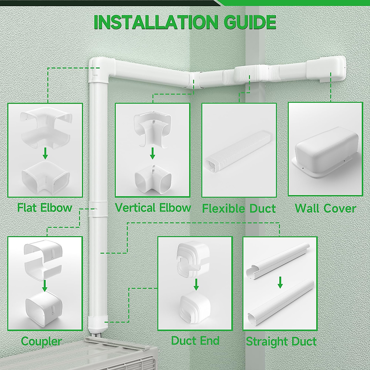 Cestluck 4'' 19.5 Ft Mini Split Line Cover Set, PVC & PP Pipe Covers for Mini Split Lines, Line Guard for Central AC
