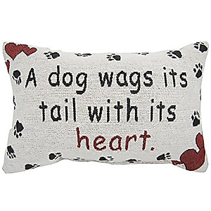 A Dog Wags Its Tail With Its Heart Throw Pillow - USA Made - 12-1/2 by 8-1/2-Inch