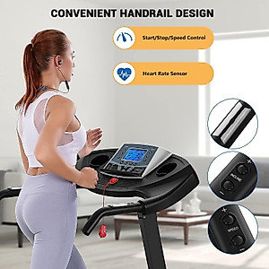 Treadmill with Auto Incline Foldable Treadmill 17'' Electric Treadmills 2.5 HP/8.5 MPH with 15 Training Programs 0-12% Auto Incline Large LCD Display Easy Assembly for Home Office Gym Use