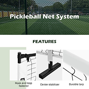 Goplus Portable Pickleball Net System, 22 FT Regulation Size Net W/Steel Frame, an 600D Oxford Fabric Carry Bag, Quick Set, All-Weather-Condition Pickleball Net for Indoor and Outdoor