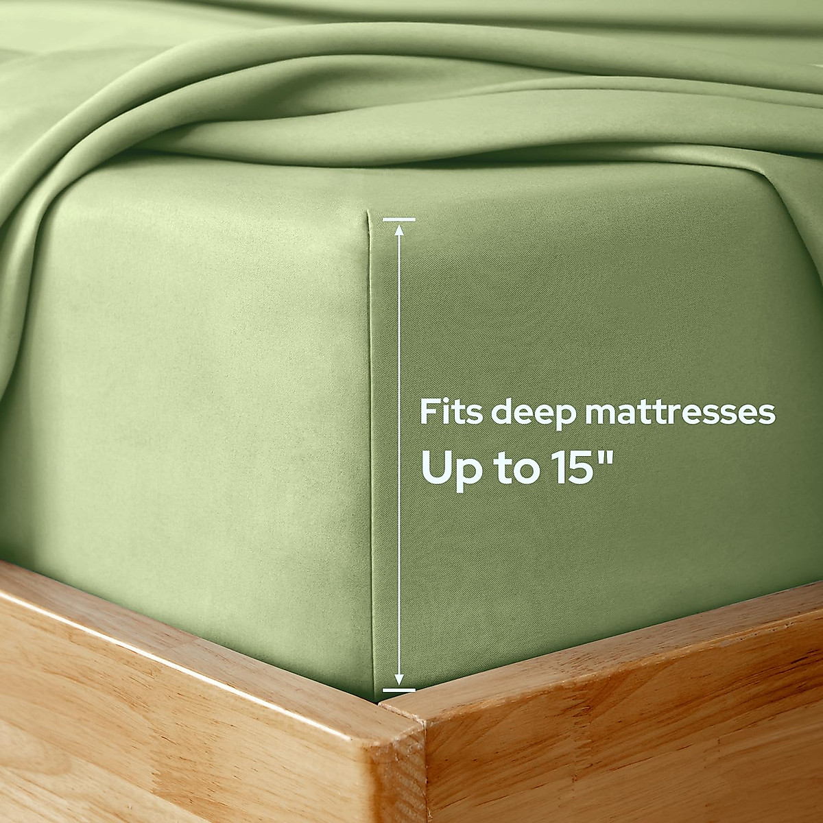 HOMEIDEAS Full Size Bed Sheets - 6 Piece Set (Sage Green) - Extra Soft Brushed Microfiber 1800 Bedding Sheets, Deep Pocket, Wrinkle & Fade Free