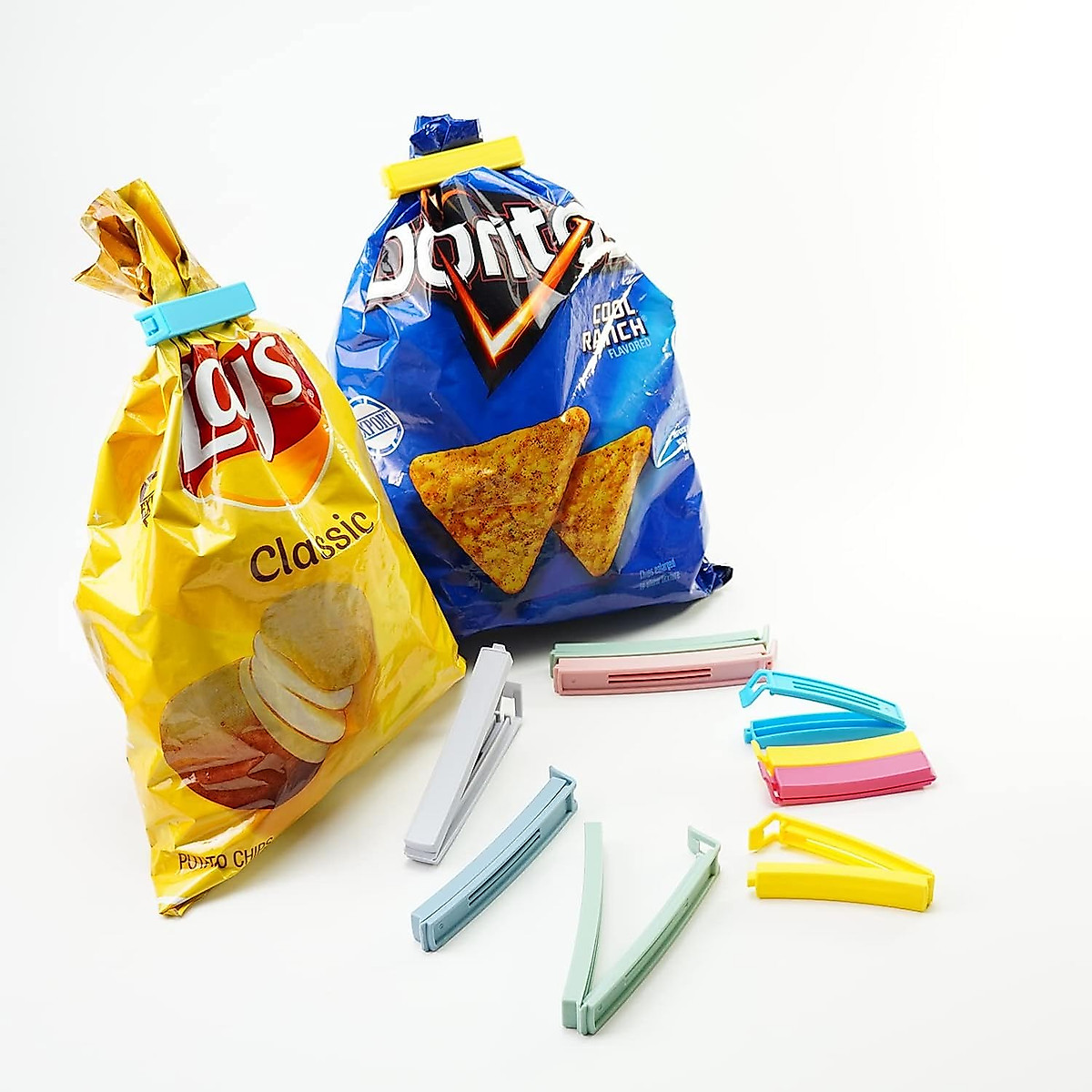 Yarall 30 PCS Plastic Chip Clips for Food Packages, Curved Design Sealing Bag Clips for Food, Kitchen and Home(4.3in x10, 2.1in x20)