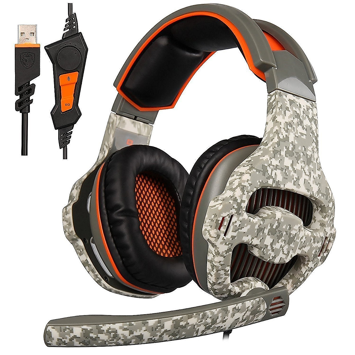 Sades SA918 Camouflage Gaming Headset 7.1 Surround Stereo USB Noise-Canceling Mic Volume-Control Headphone (2016 Newest Version)
