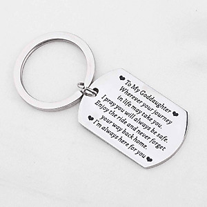 BNQL Goddaughter Keychain Goddaughter Gifts from Godmother Baptism Gift Religious Jewelry for Goddaughter