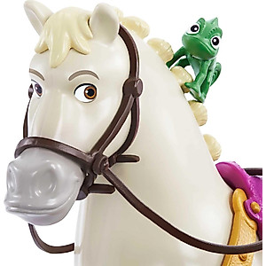 Mattel Disney Princess Toys, Rapunzel Fashion Doll & Maximus Horse Set with Saddle, Brushable Tail, Styling Accessories & Pascal Figure