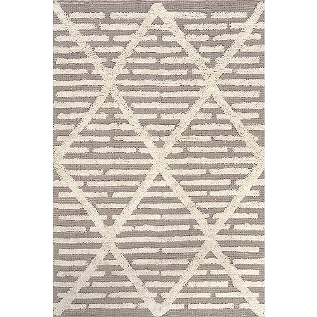 nuLOOM Kandice Contemporary Trellis Wool Blend Area Rug, 8x10, Beige