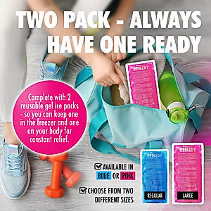 Perfect Remedy 2-Pack Gel Ice Packs for Injuries, Soft and Flexible Hot & Cold Compress, Soothing Ice Packs Aid for Sprains, Strains & Soreness conditions, Alternative to Hot Water Bottles (Pink, Reg)