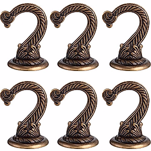 6 Pieces Swag Ceiling Hooks Heavy Duty Swag Hook Hanging Plants Chandeliers Wind Chimes Ornament Hooks for Home Office Kitchen (Bronze,Large)