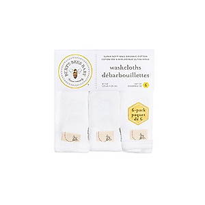 Burts Bees Baby Infant Washcloths Made of 100% Organic Cotton, Soft and Super Absorbent Knit Terry Cloths, 6-Pack Newborn Bath Essentials, Heather Gray and White Wash Cloths