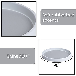 Smart Design Lazy Susan Turntable - (10 Inch) - Non-Slip Lining & Feet - BPA Free - Cupboard, Fridge, Jars, Spices, Cabinet, Countertop, Pantry, Storage, Kitchen Organizer [White with Gray] - Set of 2