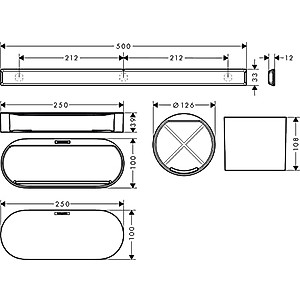 Hansgrohe 27968670 WallStoris Accessory Without Drilling, 4 Pieces, Wall Bar, Storage Basket, Lid, Toothbrush Beaker, Matte Black Bathroom Set
