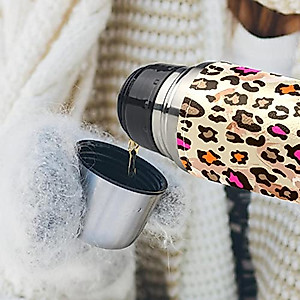 Leopard Brown Vacuum Insulated Water Bottle Stainless Steel Thermos Flask Travel Mug Coffee Cup Double Walled 17 OZ