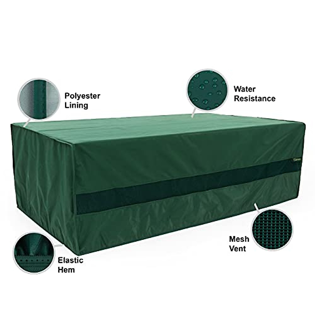 Covermates Rectangular Accent Table Cover - Light Weight Material, Weather Resistant, Elastic Hem, Patio Table Covers-Green
