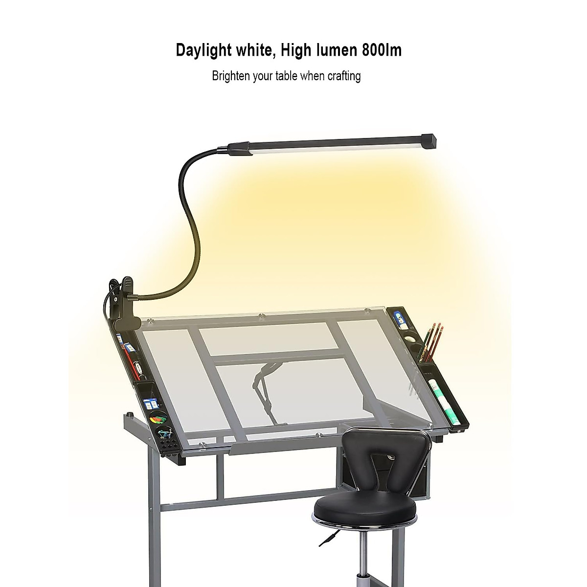 LED Desk Lamp Dimmable Eye Care Reading Light 3 Color Changing 10-Level Brightness Mental Flex Clamp Lamp Clip On Light LED Table Light (Black)