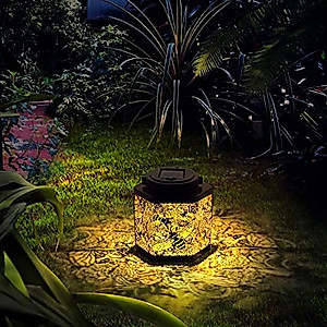 Solar Lanterns Lights Outdoor Hanging Lantern Garden Metal Waterproof LED Lantern Decor with bee Pattern Lights Solar Lamp Solar Lantern Table Lights for Desk Lawn Patio Pathway Landscape