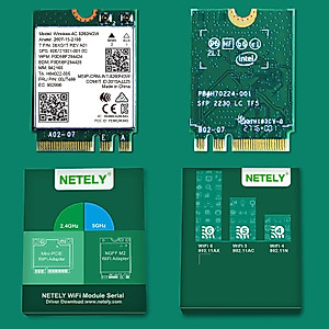 NETELY Wireless-AC 8260NGW NGFF M2 Interface 1200Mbps WiFi Adapter with Bluetooth 4.2, Intel Wireless-AC 8260NGW, Wireless-AC 2.4GHz 300Mbps & 5GHz 867Mbps WiFi Network Card (Wireless-AC 8260NGW)