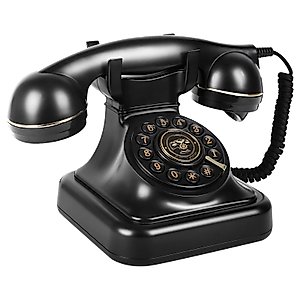 Retro Landline Telephone, Sentno 1960's Vintage Corded Dial Phone Classic Old Fashion Telephones Wired Desk Telephone for Office and Home (Black)