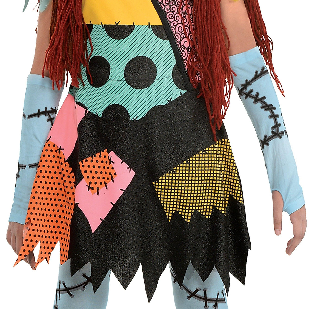 Party City Sally Costume for Girls, The Nightmare Before Christmas - Costume Includes Patchwork Dress, Red Wig, Arm Warmers & Tights - Costumes for Halloween, Birthday Parties & Themed Event