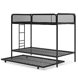 DHP Triple Metal Bunk Bed Frame, Black, Twin