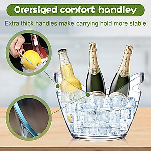 Beverage Tubs for Parties Plastic Ice Bucket for Cocktail Bar Clear Acrylic Wine Bucket with Scoops Drink Bucket Cooler for Chiller Bin for Champagne or Beer