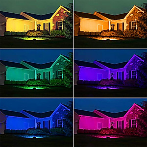 MELPO Led Flood Light Outdoor, 50W RGB Color Changing Landscape Lighting with Remote, Timing - 12 Colors - 4 Modes, IP66 Waterproof, US 3-Plug, (Pack of 2)