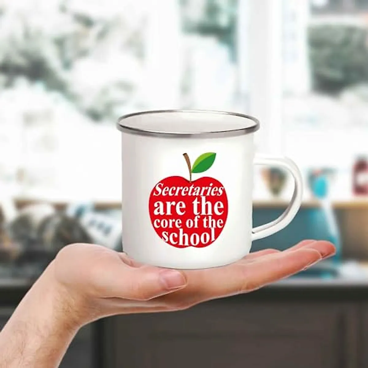 Funny Gift - Secretary Appreciation Gift, A Gift For Secretaries - Core Of The School, Quote On 12oz Enamel Silver Mug