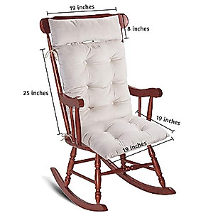 Big Hippo Rocking Chair Cushion,Thicken Soft Rocking Chair Cushion Set with Detachable Neck Pillow Back Support,Comfy Chair Cushion Pad with Ties for Outdoor Indoor Home Office,Beige