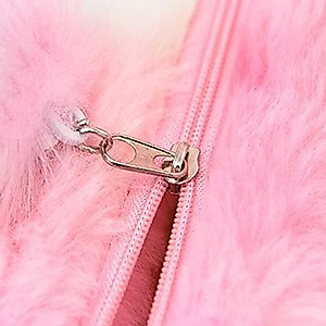 Plush Rainbow Pencil Case for Girls Fluffy Pencil Case Cute Rainbow Pencil Holder Soft Pencil Case Fluffy Pencil Bag Makeup Pouch Colored Storage Bags Large Capacity School Supplies for Kids