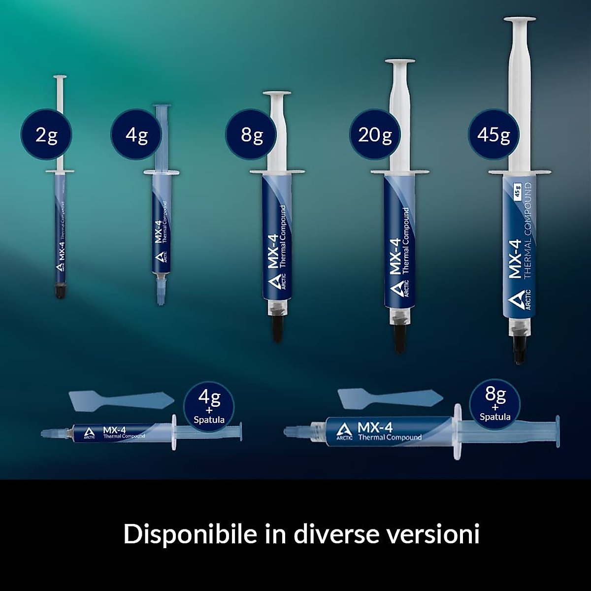 ARCTIC MX-4 (incl. Spatula, 4 g) - Premium Performance Thermal Paste for all processors (CPU, GPU - PC), very high thermal conductivity, long durability, safe application