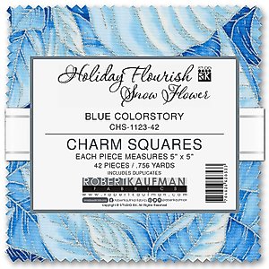 Holiday Flourish Snow Flower Blue 42 5-inch Squares Charm Pack Robert Kaufman CHS-1123-42