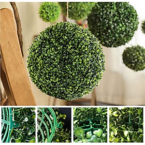 Coregreen Artificial Plant Topiary Ball 2 PCS 13.8Inch 4 Layers Faux Round Boxwood Decorative Balls for Backyard, Balcony, Garden, Wedding Party, Home Office Decor (13.8inch)