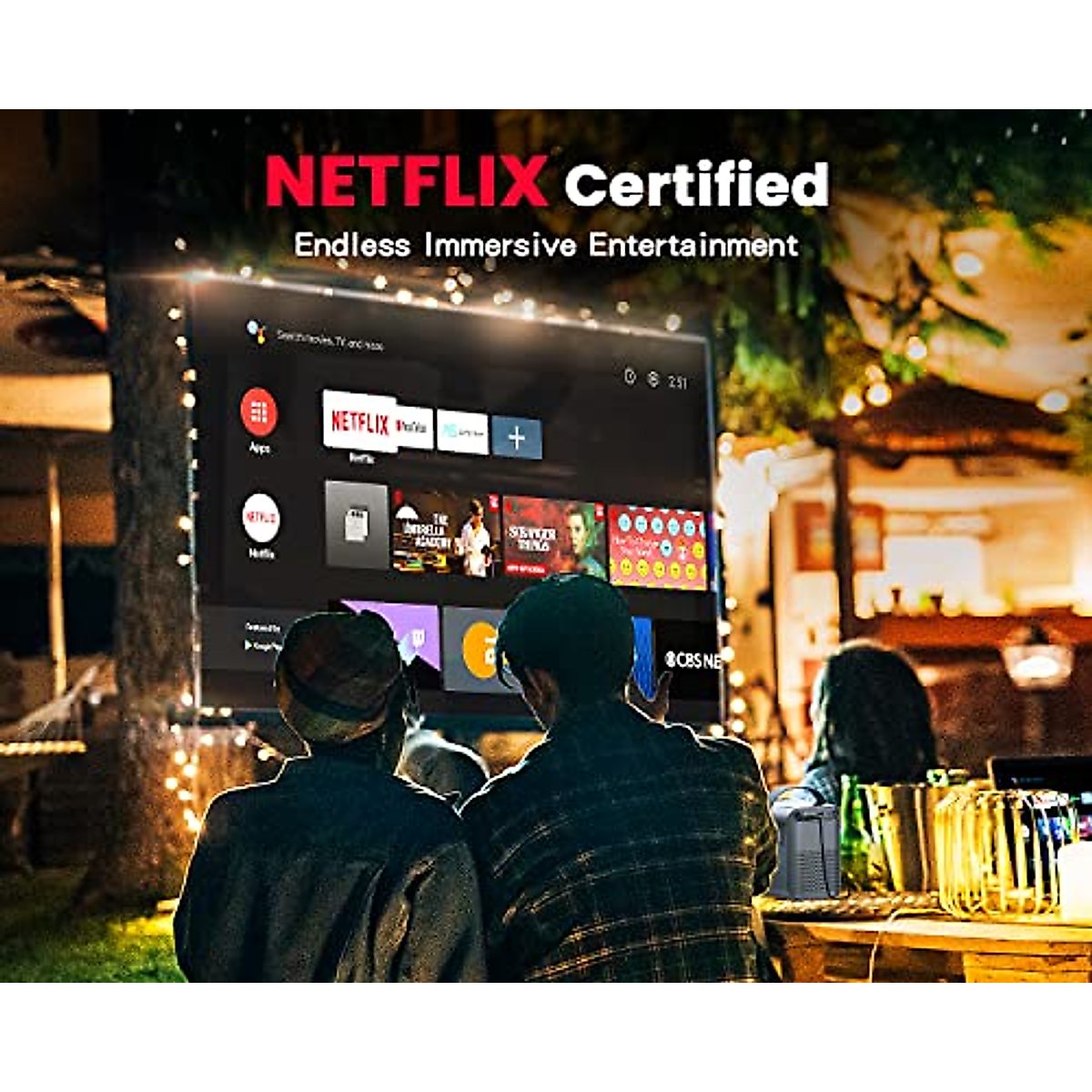 Mini Smart Projector Native 1080P, ETOE D2 Pro Portable Projector Android TV 10.0 with Prime Video, Netflix, Disney+, Video Projector 5G WiFi Bluetooth, Compatible with iOS/Android/Windows/USB