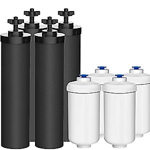 Water Filter Replacement for Berkey Water Filter, for Fluoride Filters & Black Filters - Includes 4 Black Filters and 4 Fluoride Filters, Compatible with Berkeyy Gravityy Filter System