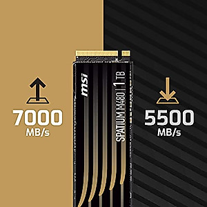 MSI SPATIUM M480 PCIe 4.0 NVMe M.2 1TB Internal SSD PCIe Gen4 NVMe 1.4 3D NAND 1400 TBW (SPATIUM M480 PCIe 4.0 NVMe M.2 1TB)