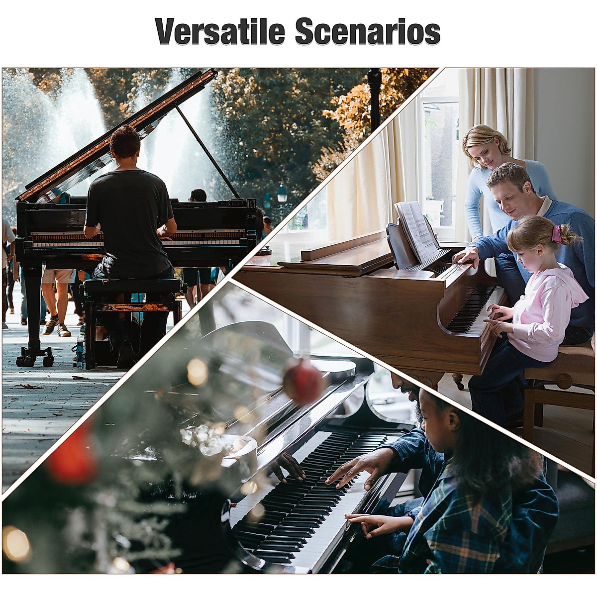 AW Piano Bench Stool Dual Leather Padded Keyboard Organ Duet Chair Seat Double Throne Storage Capacity 400 lbs 29.3x13.3x19 Black