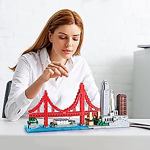 LUKHANG Gift Architecture: San Francisco Skyline Model Building Set Model Kit and Gift for Kids and Adults Micro Mini Block 1610 Pieces（with Color Package Box）