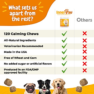 Inner Paw Dog Allergy Chews – 120 Soft Chews for Dog Allergy Relief – Natural Vegetable Flavor Allergy Immune Supplement for Dogs – Soothing and Calming Dog Treats