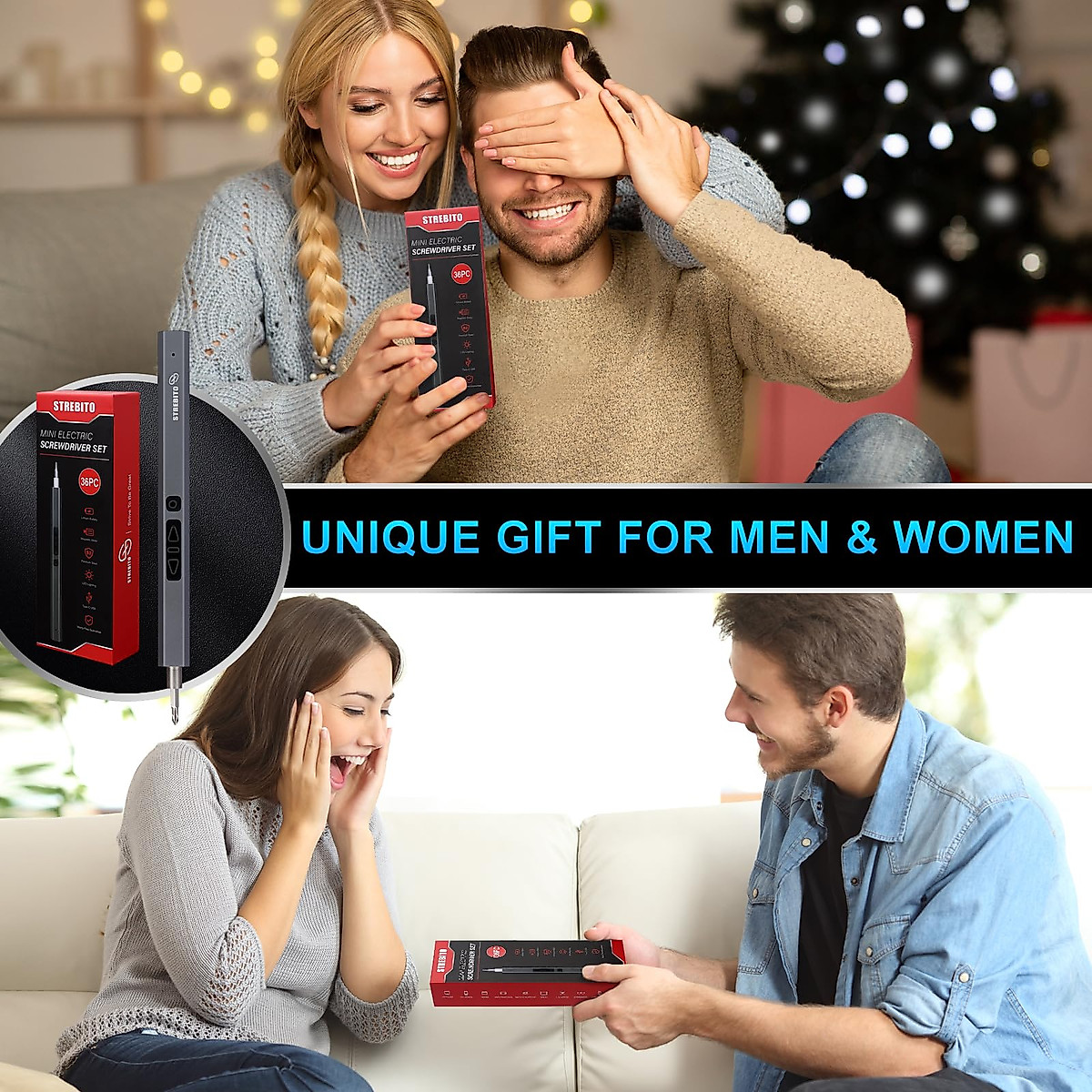 STREBITO Mini Electric Screwdriver Set, 36 in 1 Electric Precision Screwdriver Small Electric Screwdriver Kit, S2 Steel, Rechargeable Battery, 2 Torque Settings, Micro Power Screwdriver Cordless