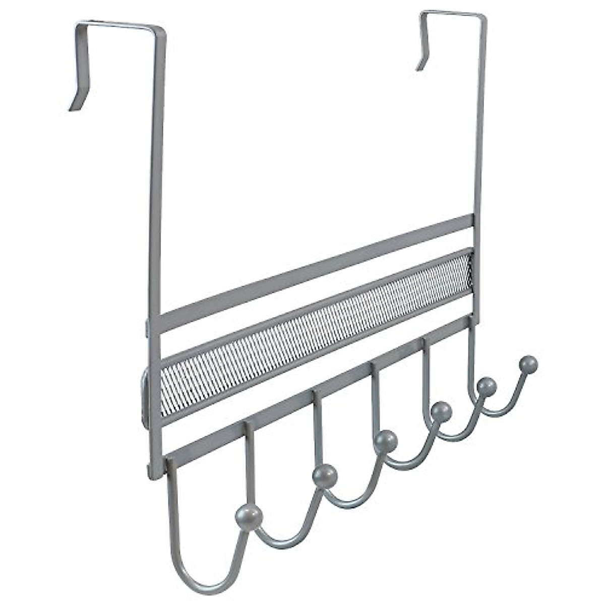 DecoBros Over The Door 6 Hook Organizer Rack - Silver