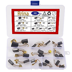 Rrina 20Pcs Electric Motor Carbon Brushes 10 Different Sizes for Replacement Repair Power Tool Part