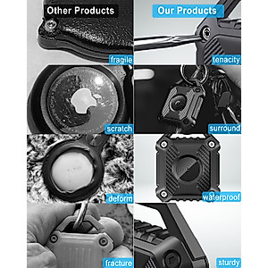 DEERLET IPX8 Waterproof Airtag Holder,Apple Airtag Keychain,Hard TPU Airtag Case, 360° Full Protection Air Tag Holder Keychain with Key Chain for Key,Luggage,Dog Collar, Compatible Apple Air tag.